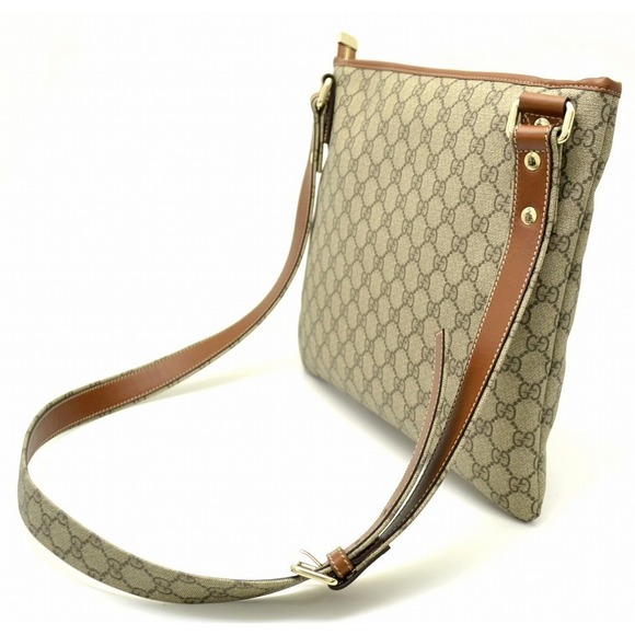 Gucci | Bags | Gucci Tan Line Bag Gg Khaki Shoulder Plus Webbing Brown ...